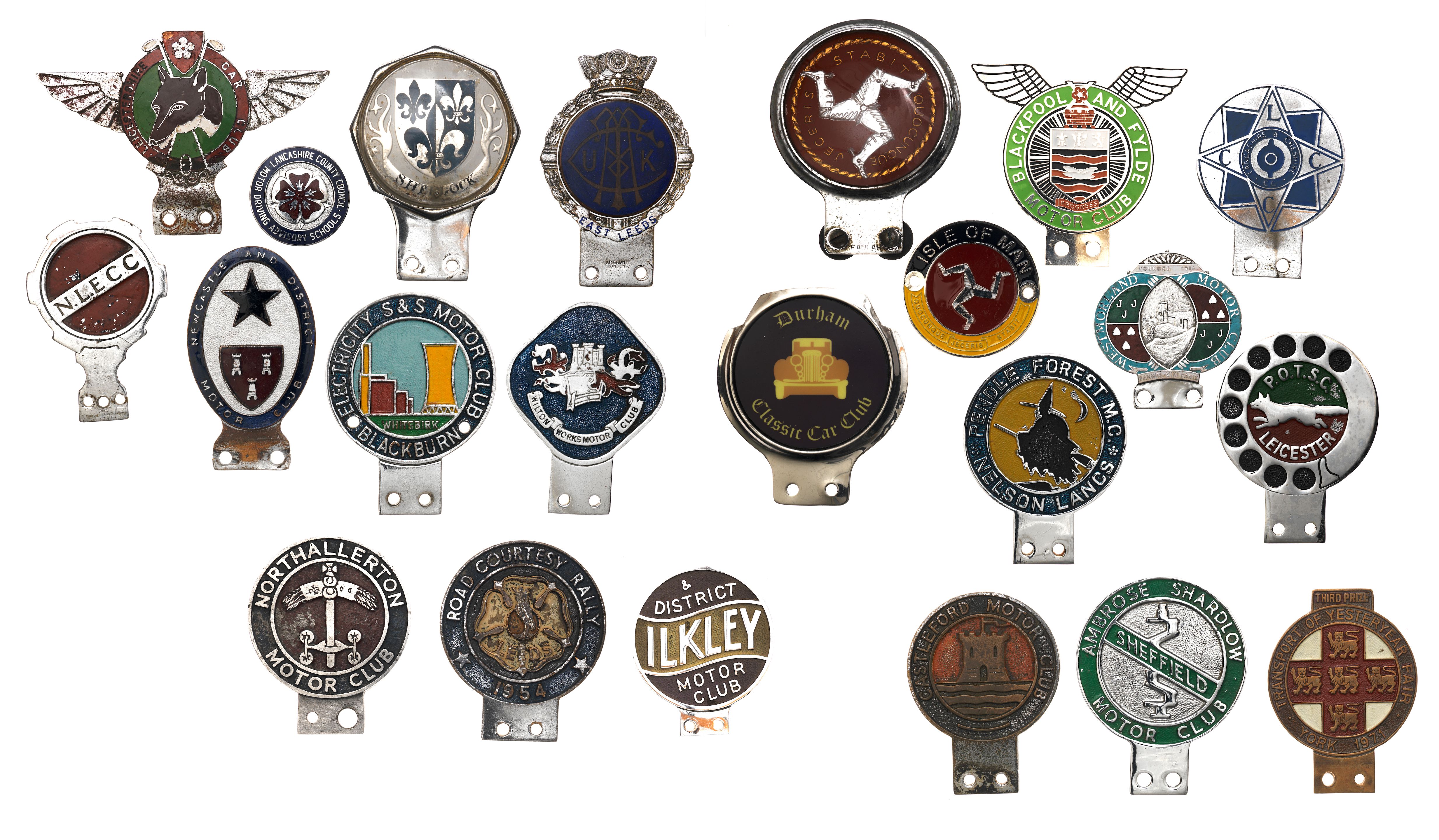 Bonhams Cars : Twenty-two Northern counties motor club car badges, ((22))
