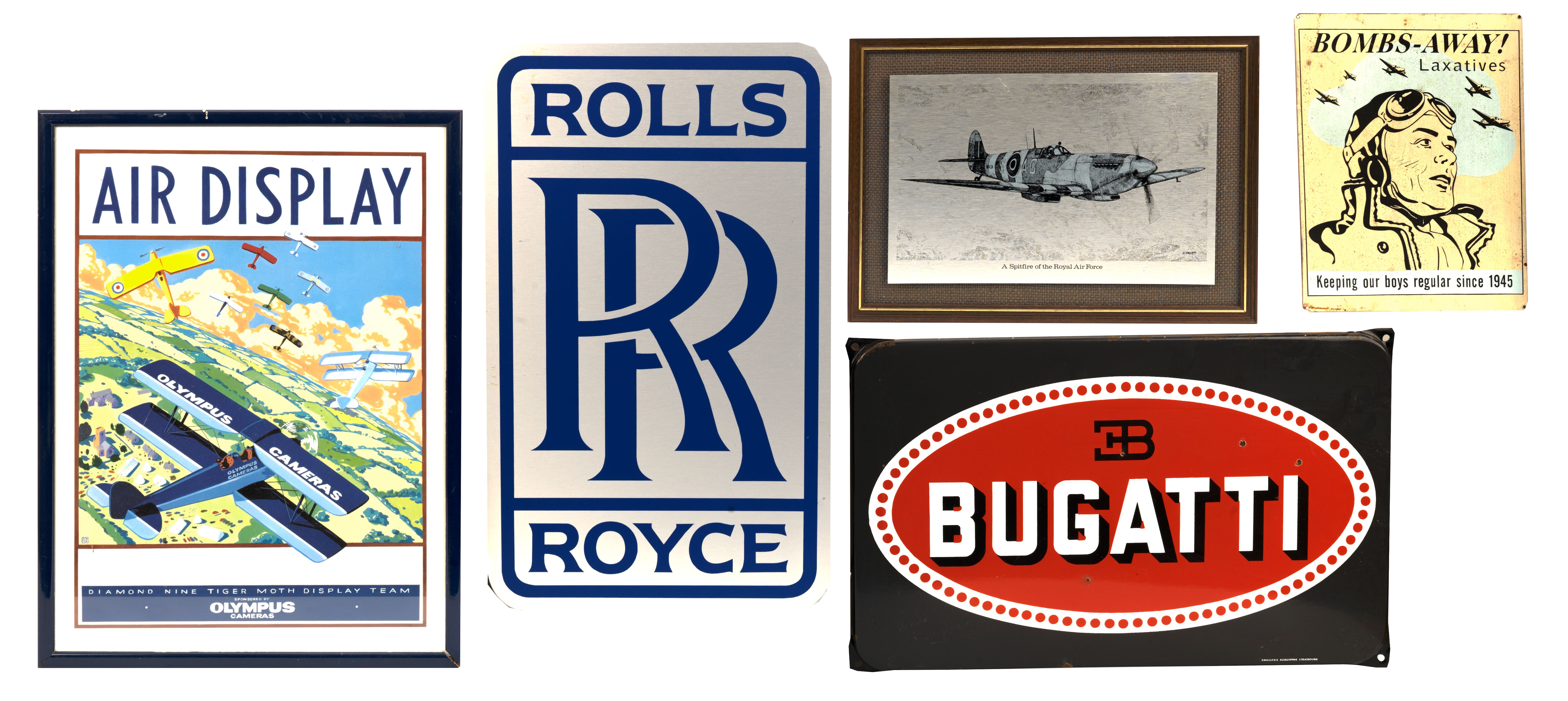 Bonhams Cars : Five assorted garage display signs,