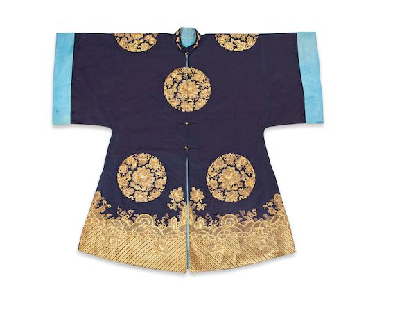 Bonhams : A MIDNIGHT-BLUE GROUND SILVER AND GOLD-EMBROIDERED JACKET ...