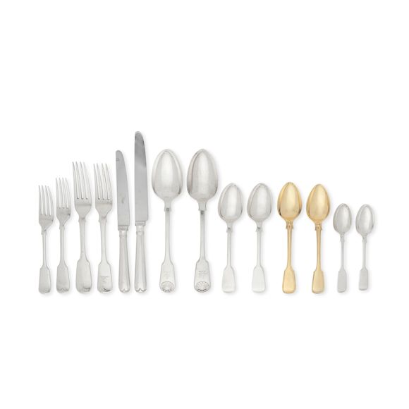 Bonhams : A collected varying Fiddle pattern silver flatware various ...