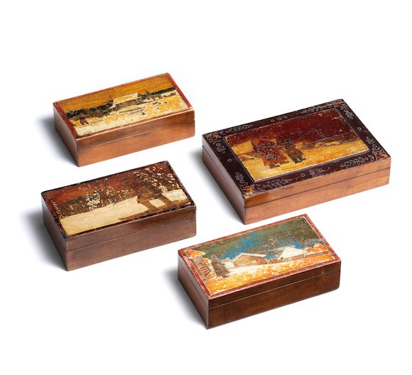 Bonhams : Four decorative wooden boxes Russia, 19/20th century (4)
