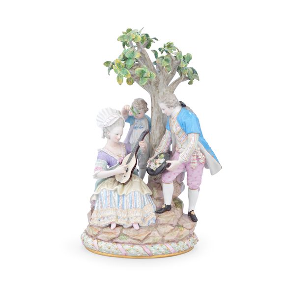 Bonhams : A late 19th century Meissen porcelain figural group of a ...