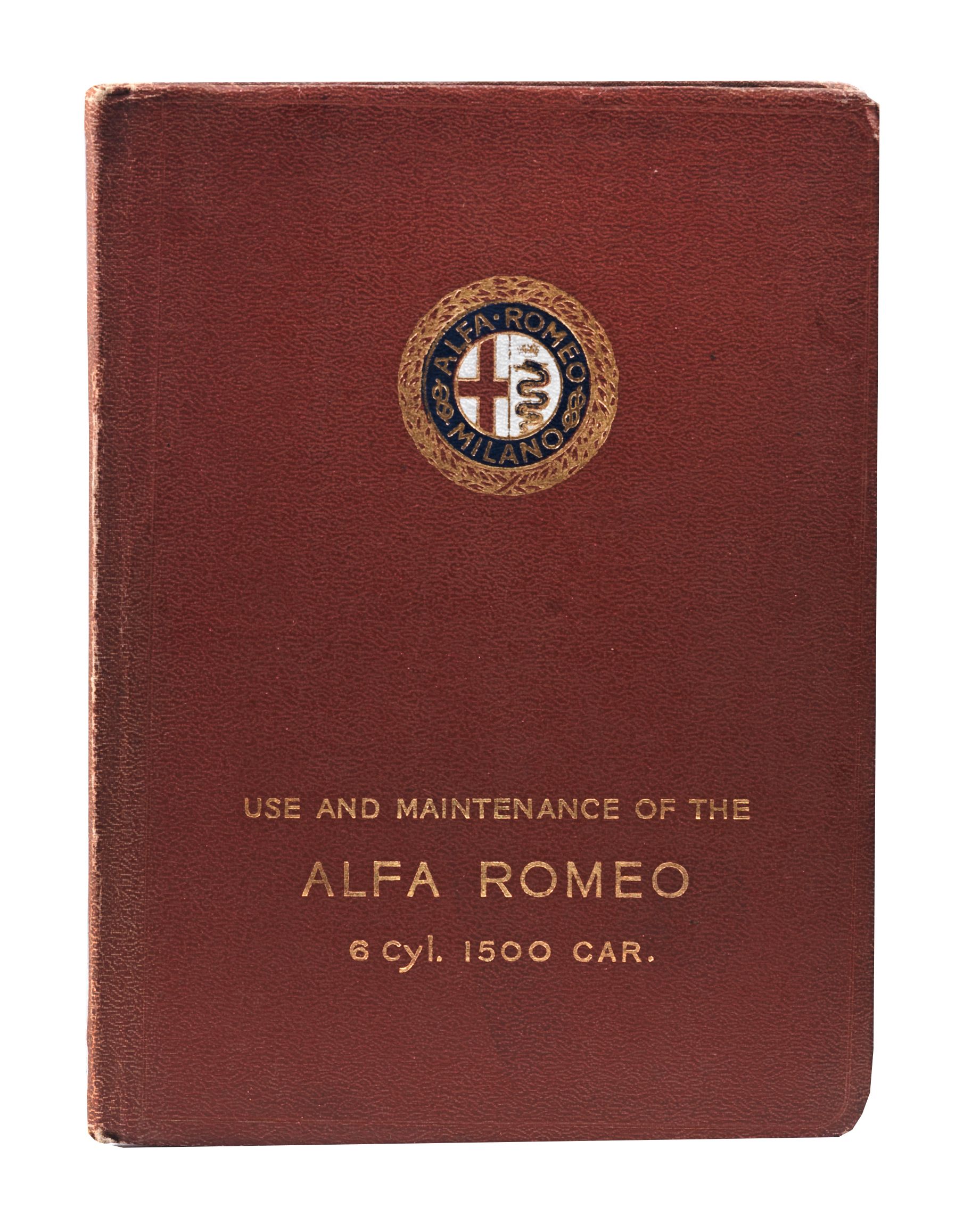 Bonhams Cars : A rare 'Use and Maintenance of the Alfa Romeo 6 Cyl ...