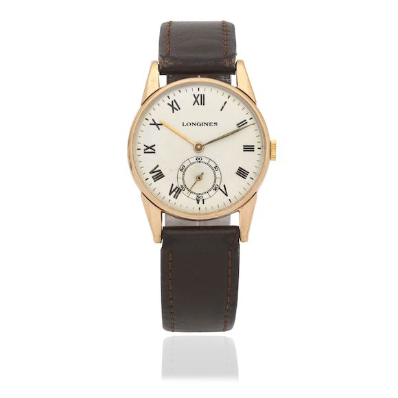 Bonhams : Longines. A 9K gold manual wind wristwatch London Hallmark ...