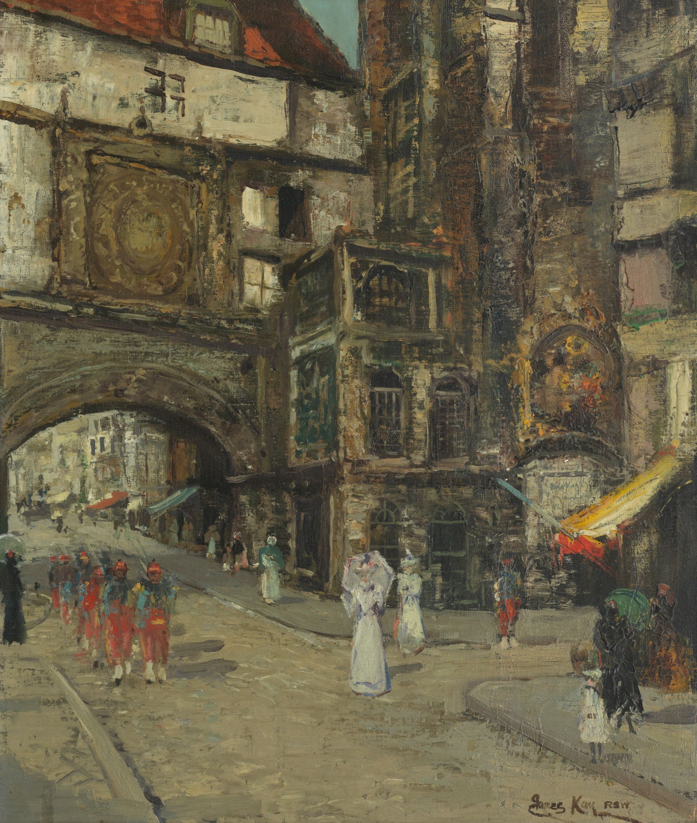 Bonhams : James Kay RSA RSW (British, 1858-1942) La Grosse Horloge, Rouen