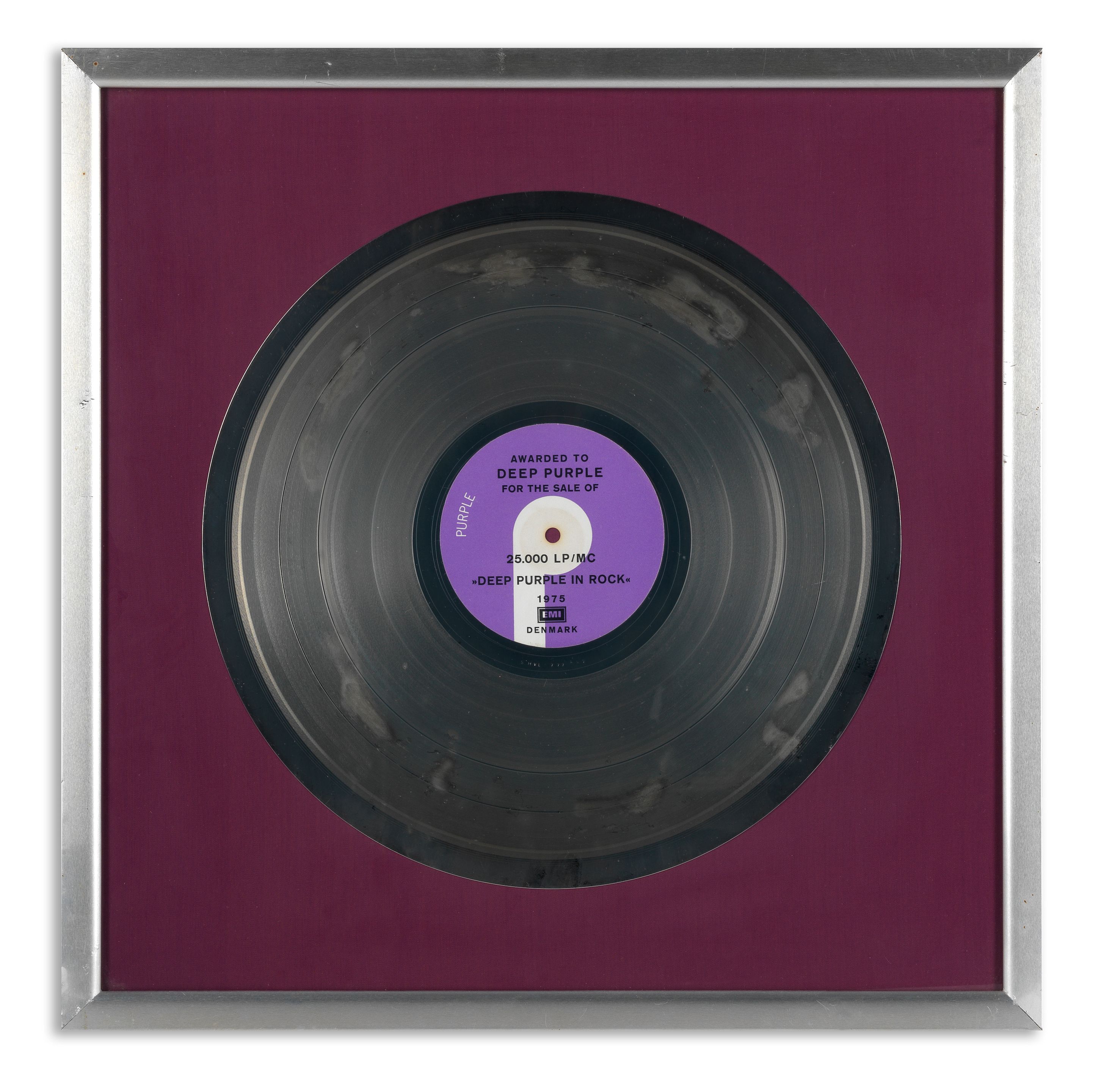 Bonhams : Deep Purple A Danish Disc Award For The Album Deep Purple In ...