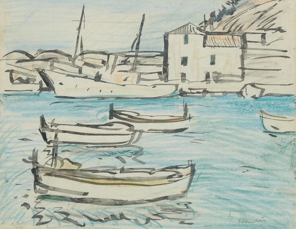 Bonhams : George Leslie Hunter (British, 1877-1931) Boats in the ...