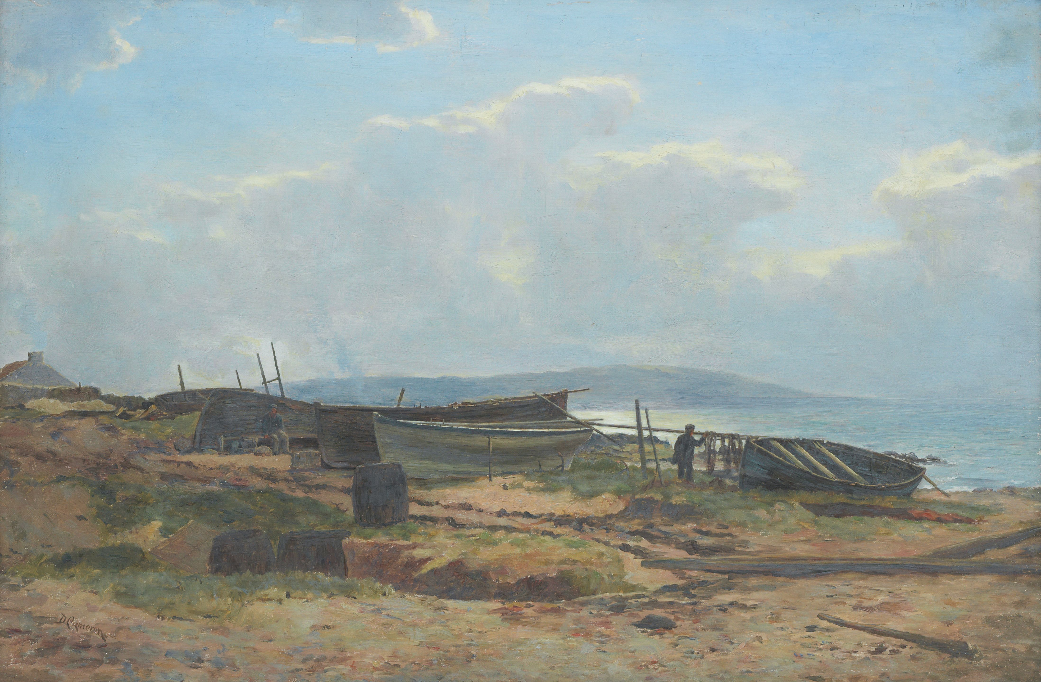 Bonhams : Duncan Cameron (British, 1837-1916) Boats on the shore