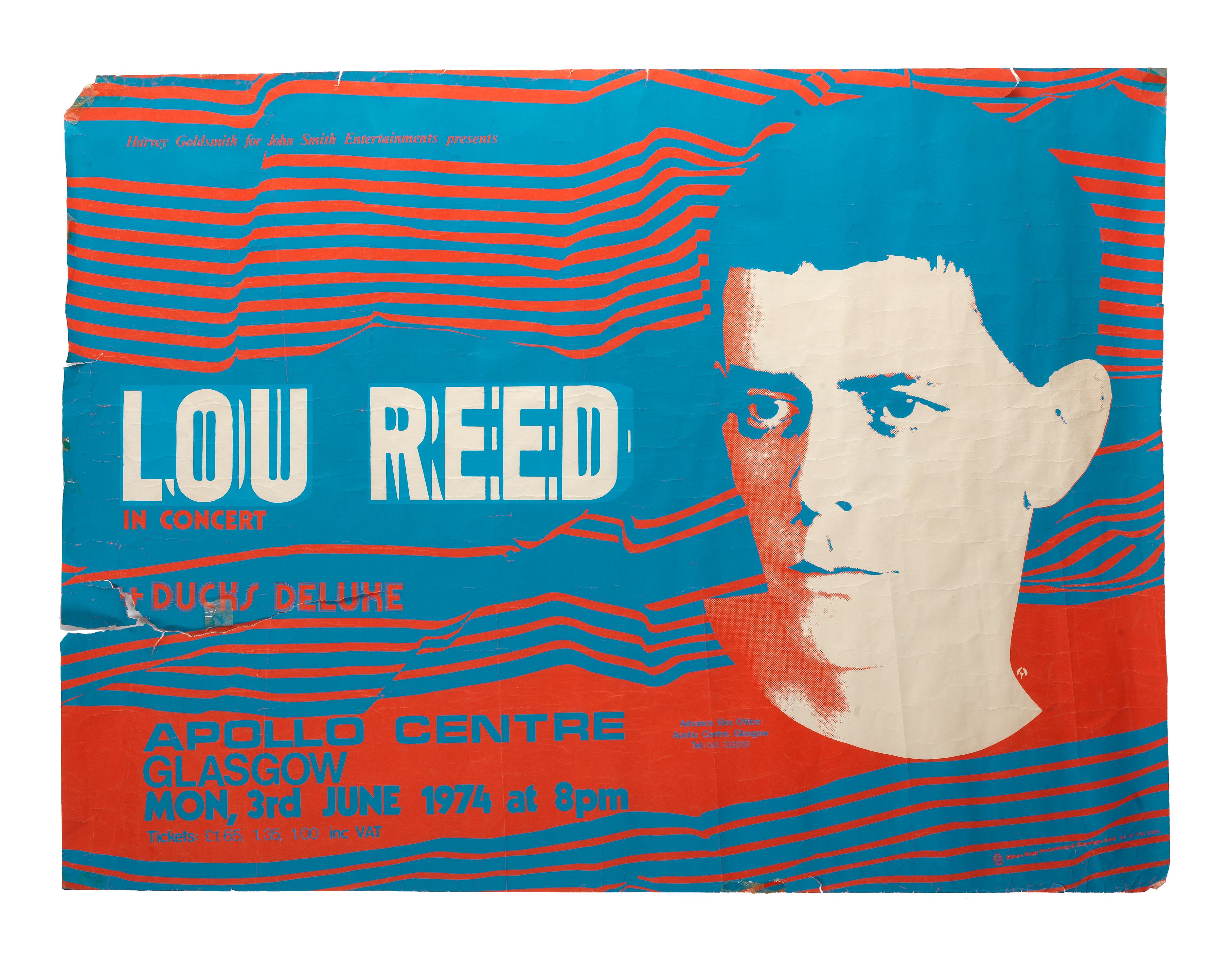 Bonhams : Lou Reed A Scarce Concert Poster, Apollo Centre, Glasgow, 3rd ...