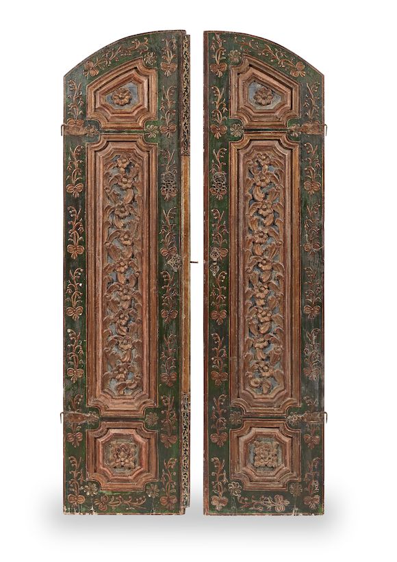 Bonhams : A pair of Damascus painted wood doors Syria, 19th Century(2)