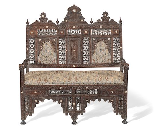 Bonhams : A Damascus mother-of-pearl-inlaid wood sofa Syria, 19th Century
