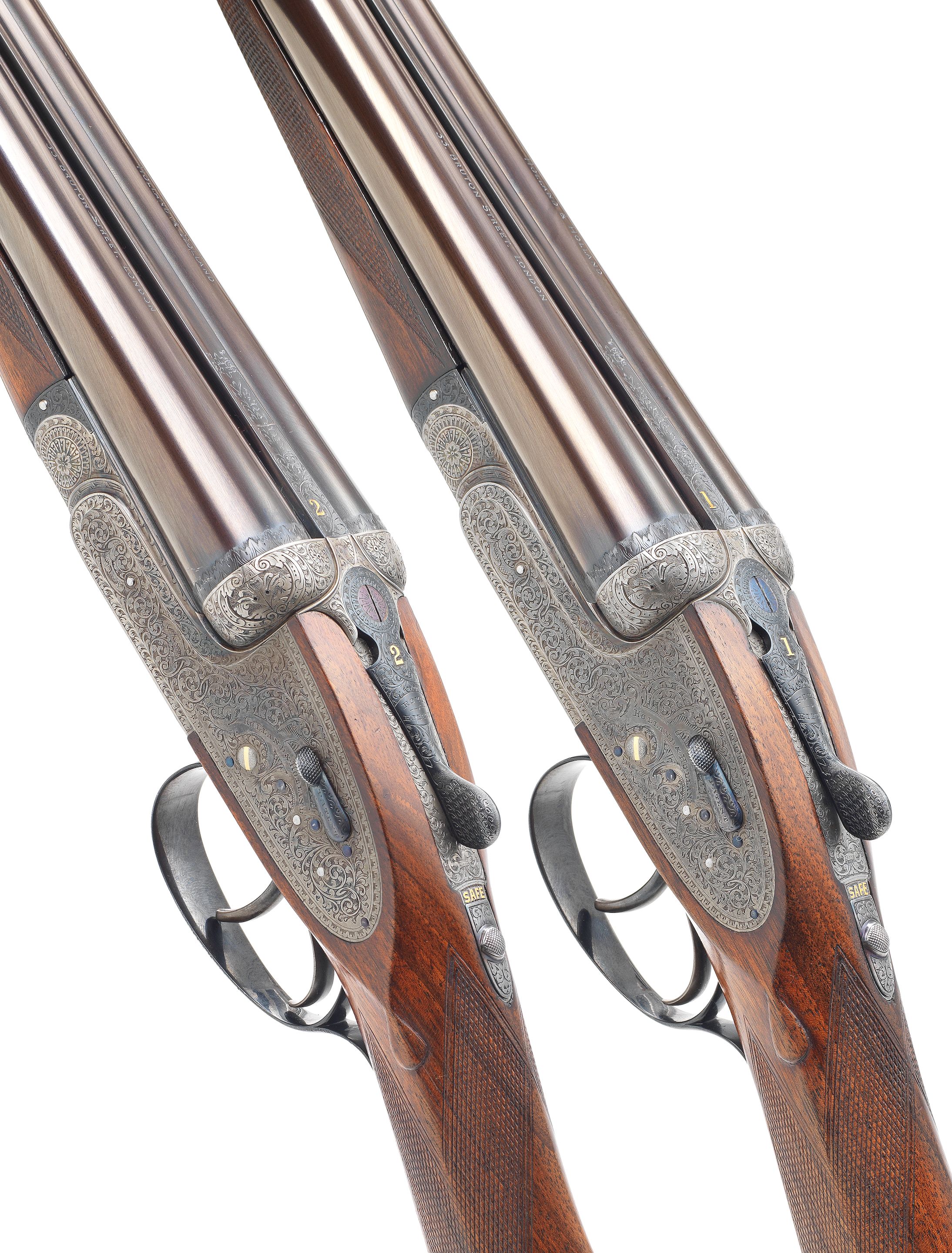 Bonhams : A fine pair of 12-bore 'Royal' self-opening sidelock ejector ...