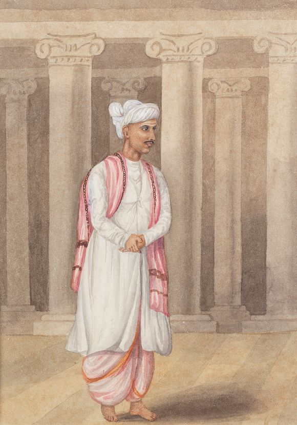 Bonhams : A Hindu priest in a pillared temple Bombay, first half of/mid ...