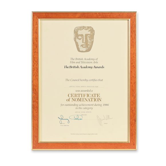 Bonhams : Labyrinth: A BAFTA® Nomination Certificate For 'Labyrinth ...