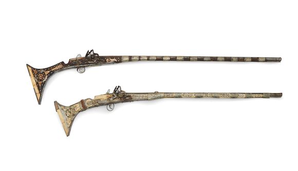 Bonhams : Two coral-set flintlock guns (mukahla) Morocco, 20th Century(2)