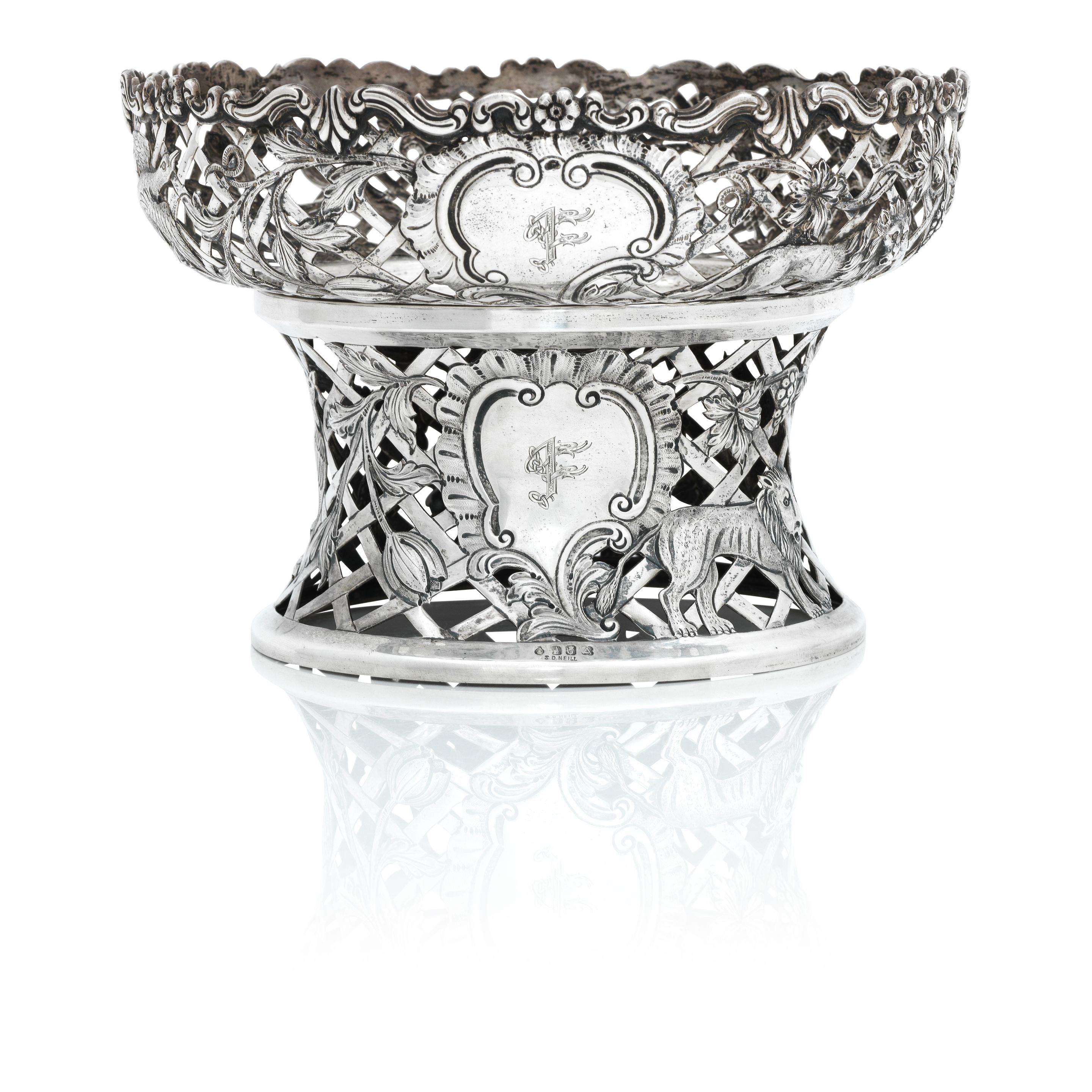 Bonhams : AN UNUSUAL GEORGE V IRISH SILVER DISH RING AND BOWL ENSUITE ...