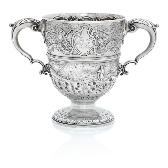 Bonhams : AN UNUSUAL IRISH SILVER TWO-HANDLED CUP By Robert Calderwood ...