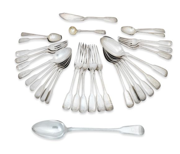Bonhams : A PART CANTEEN OF FIDDLE AND THREAD PATTERN CUTLERY Various ...