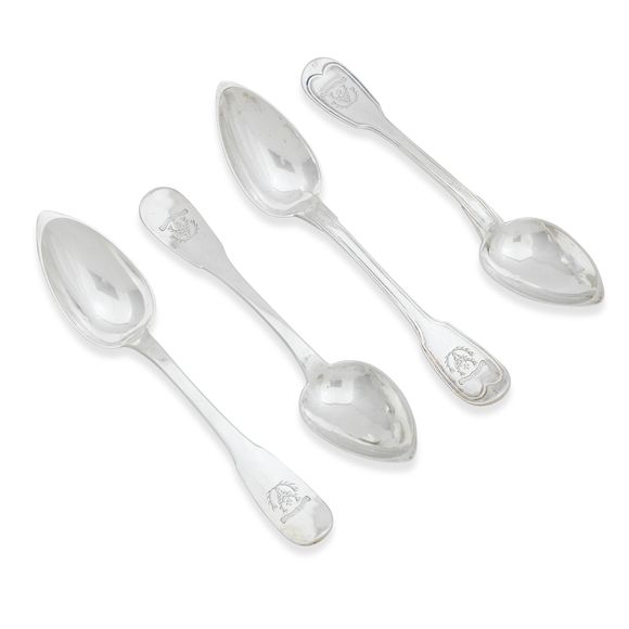 Bonhams : A SET OF NINE FRENCH FIDDLE AND THREAD PATTERN SILVER ...