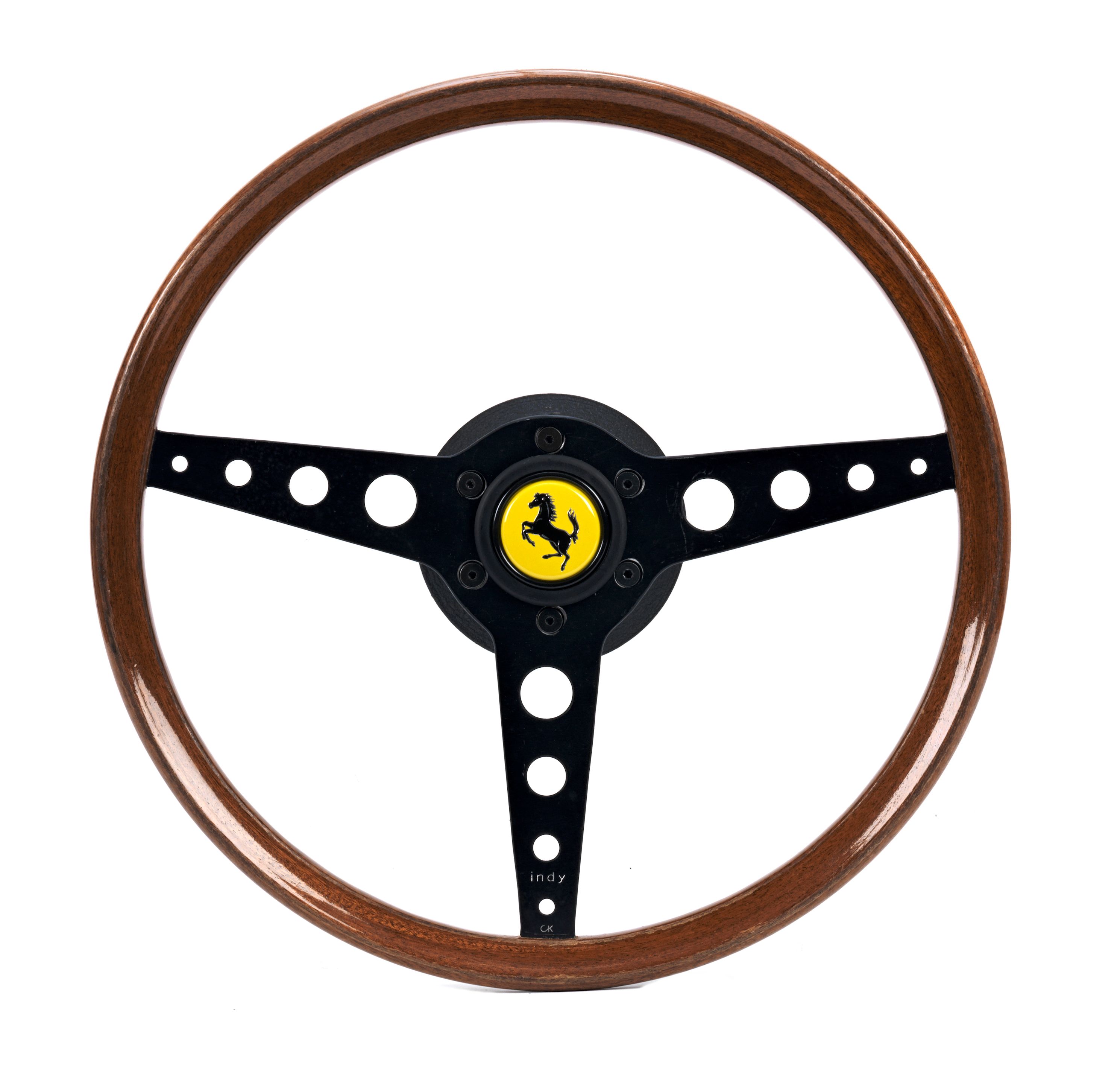 Bonhams Cars : An Indy Ferrari wood-rimmed steering wheel by Momo of Italy,