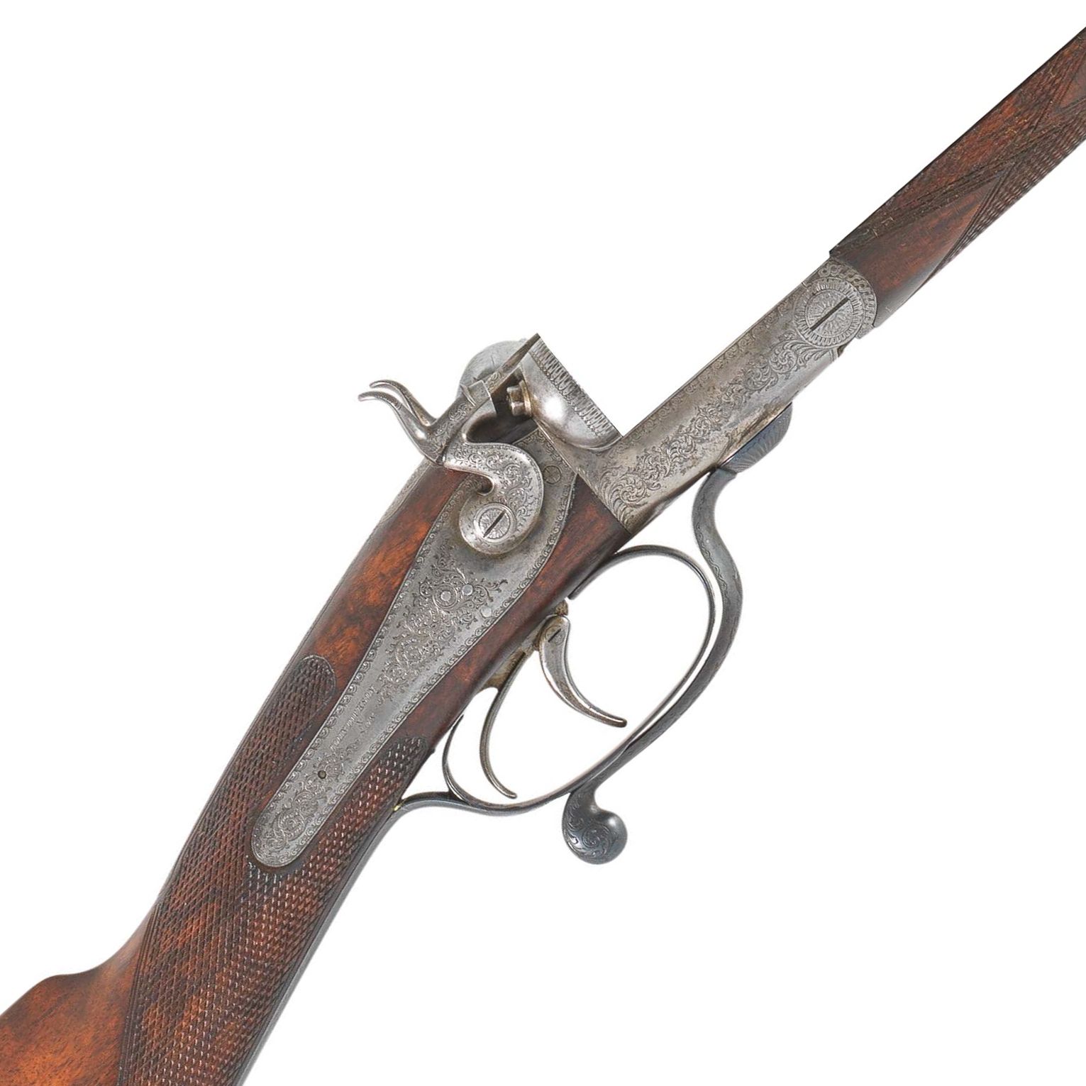 Bonhams : The parts of a 12-bore hammer gun by John Dickson & Son, no. 2391