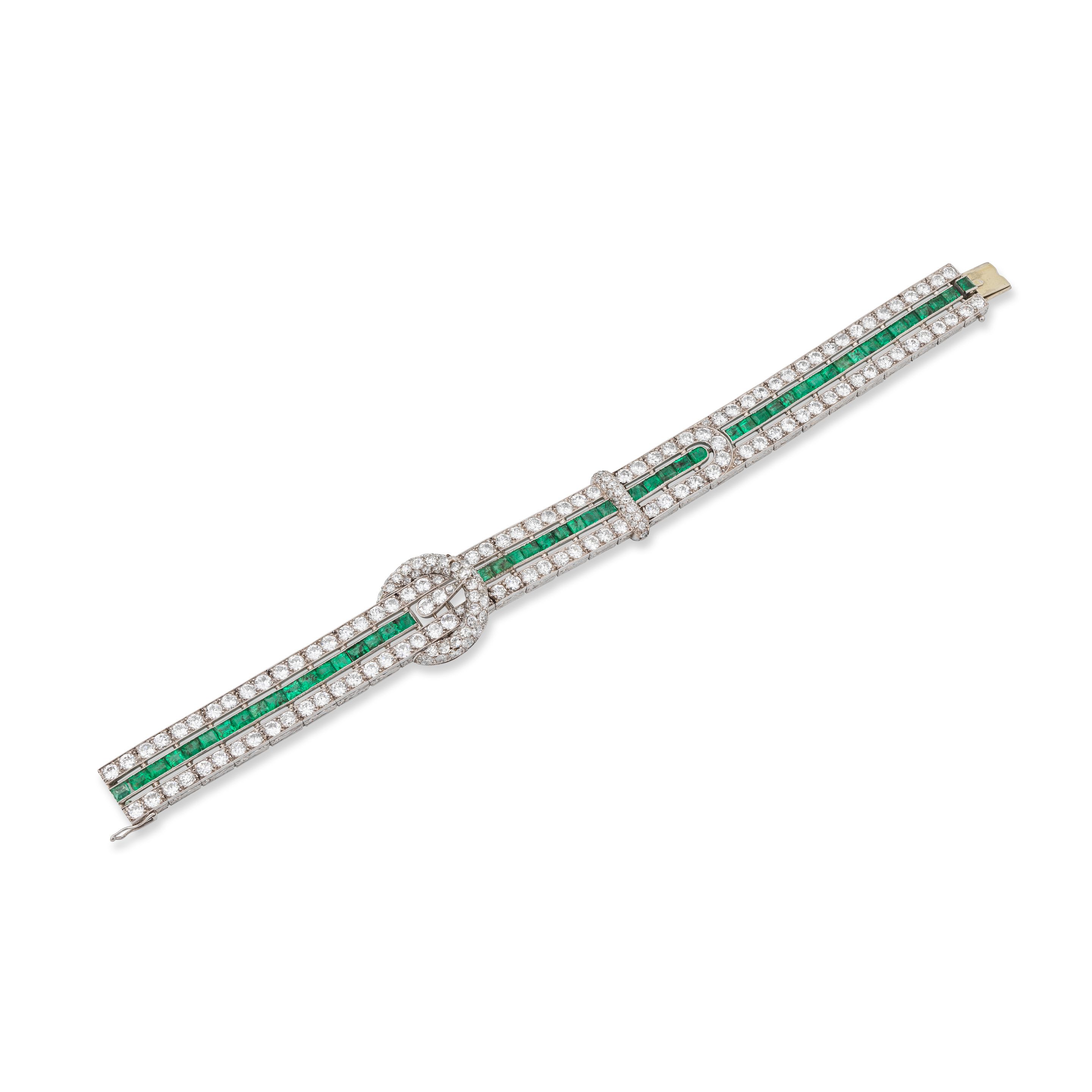 Bonhams Cornette de Saint Cyr : BRACELET EMERAUDES ET DIAMANTS, CIRCA 1920