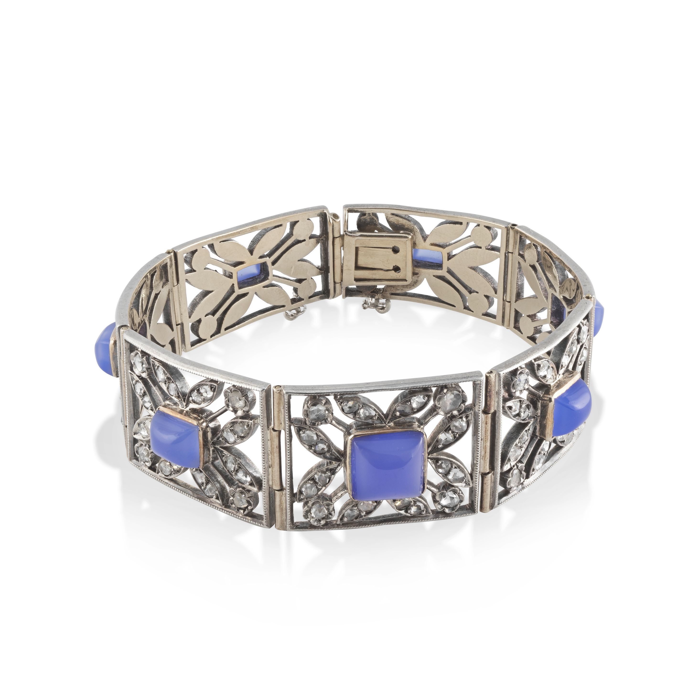 Bonhams Cornette de Saint Cyr : BRACELET CALCEDOINES ET DIAMANTS