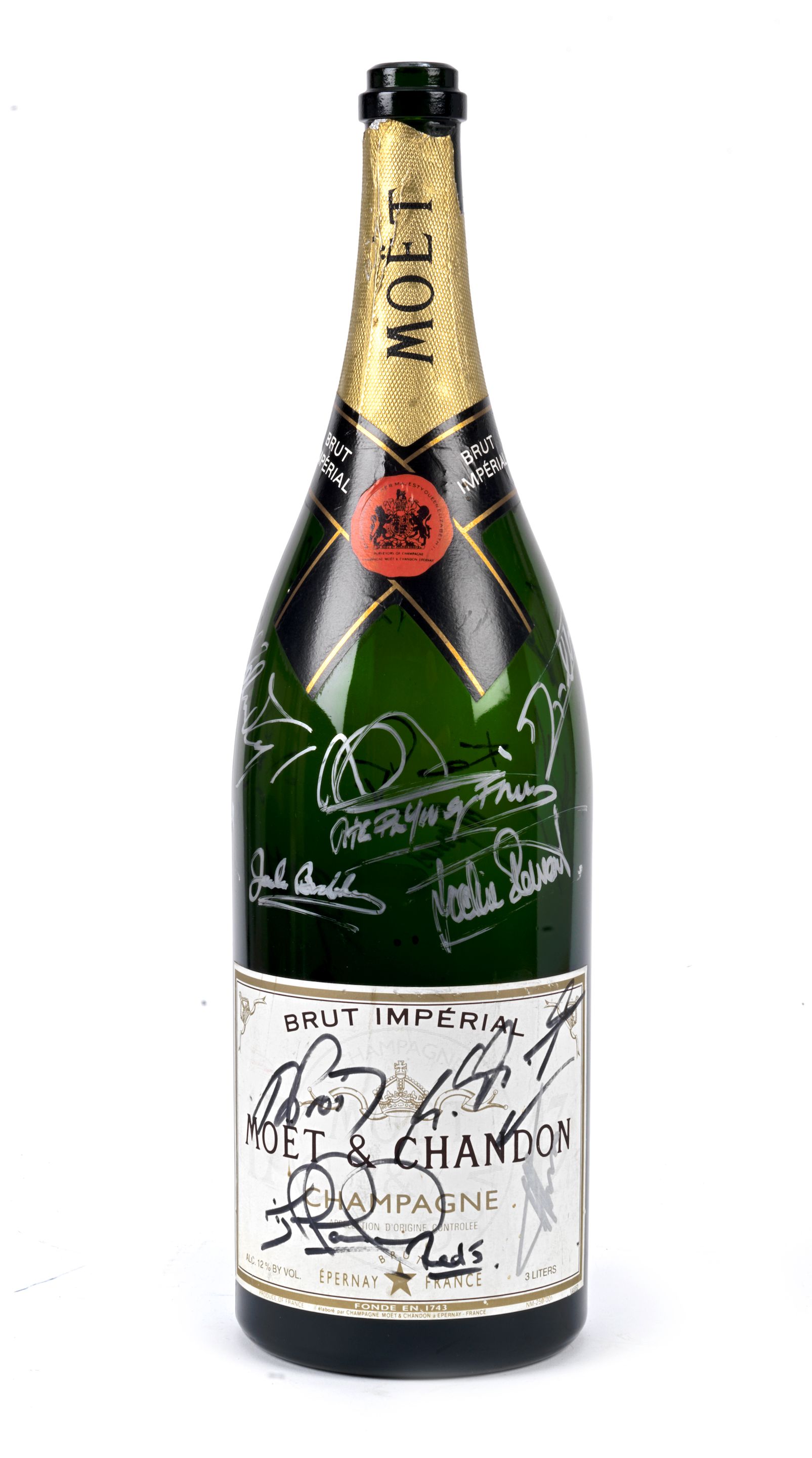 Bonhams Cars : A Moet & Chandon Jeroboam Champagne bottle, signed by 19 ...