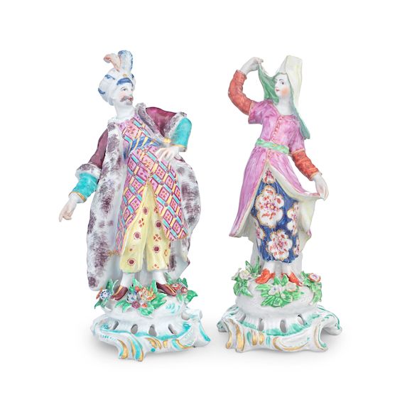 Bonhams : Two Bow figures of a Turk and a Levantine lady, circa 1765-70