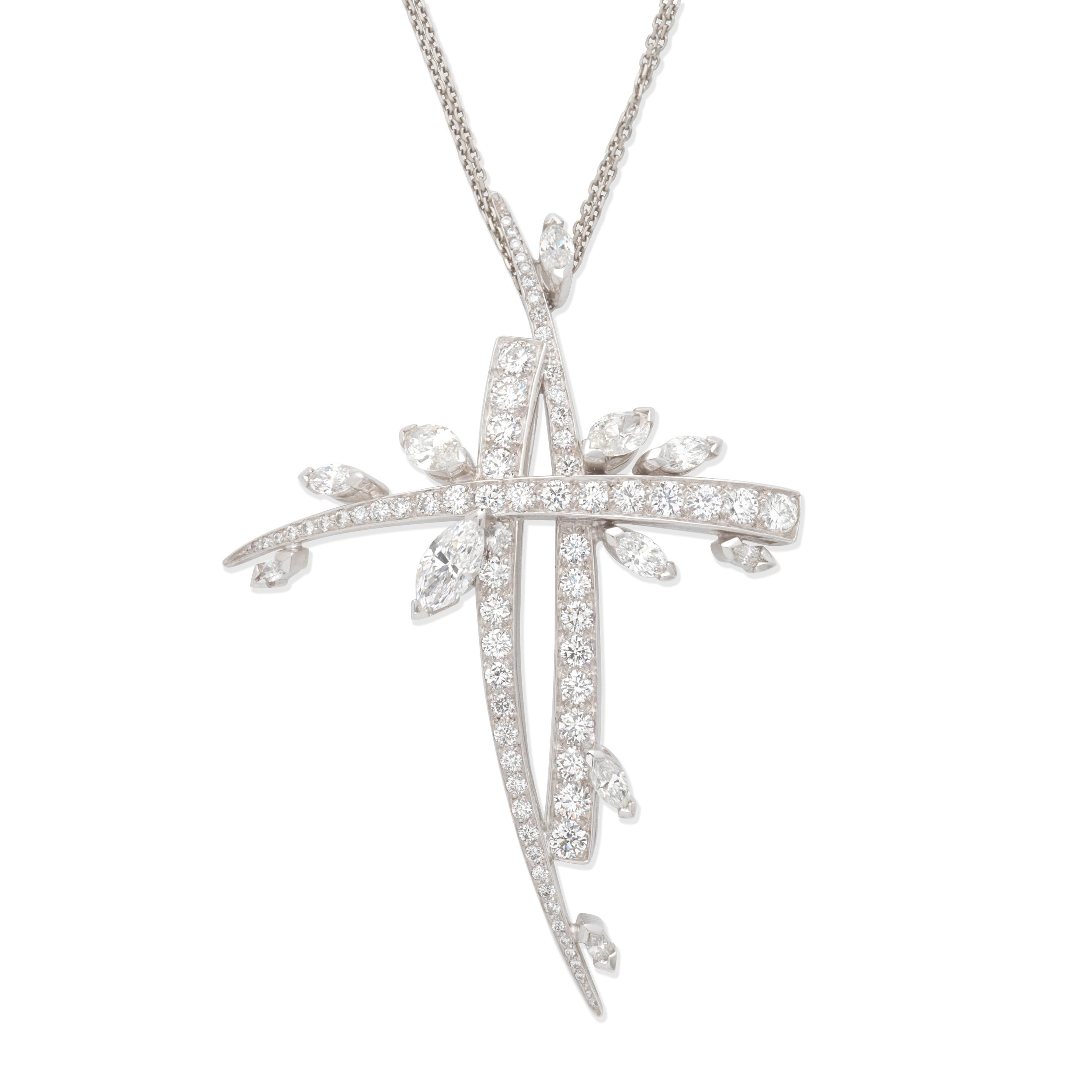 Bonhams : BOODLES DIAMOND 'FIREFLY' CROSS PENDANT/NECKLACE