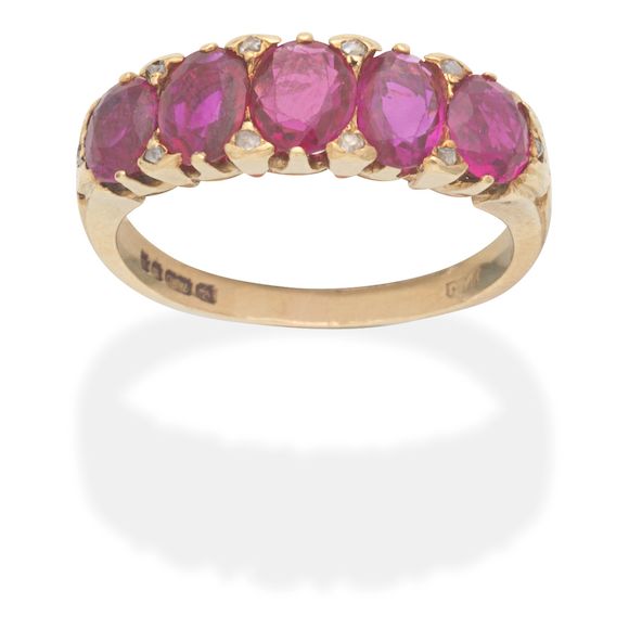 Bonhams : RUBY FIVE-STONE RING,