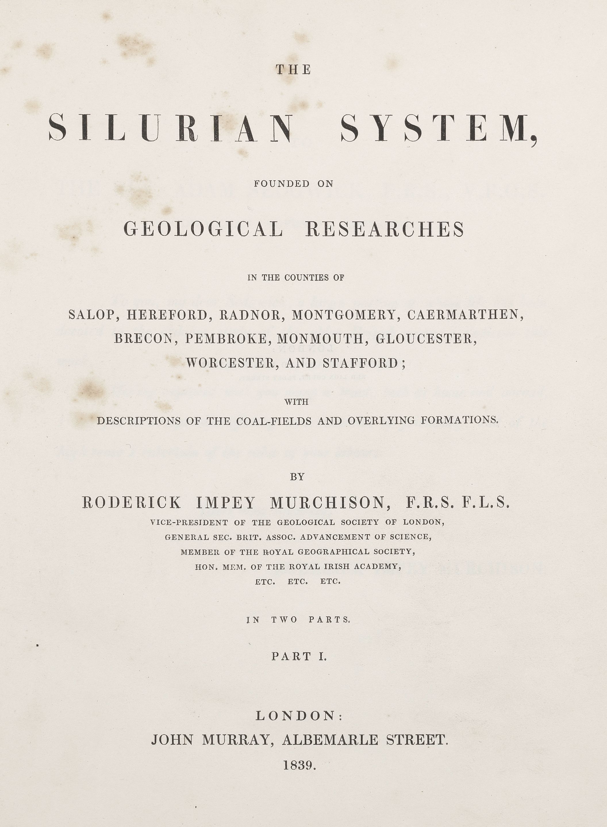 Bonhams : MURCHISON (RODERICK IMPEY) The Silurian System, 2 parts in 1 ...