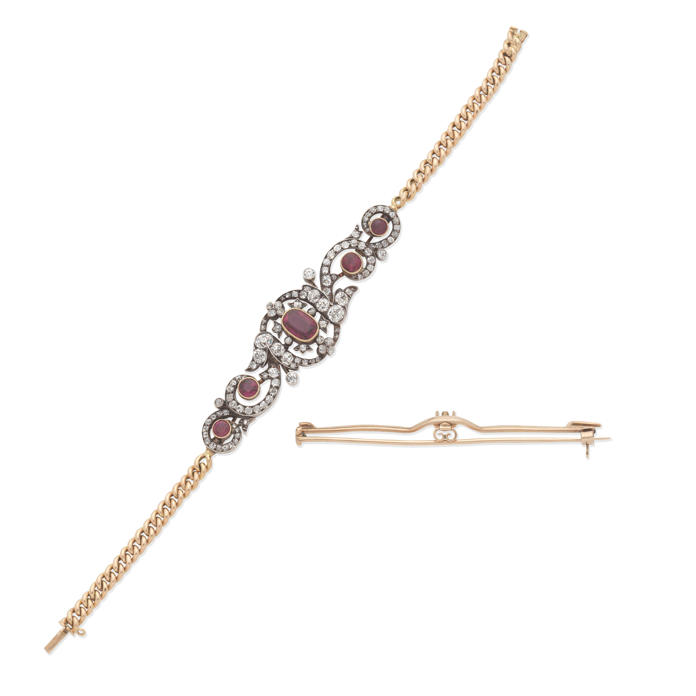 Bonhams Ruby And Diamond Braceletbrooch