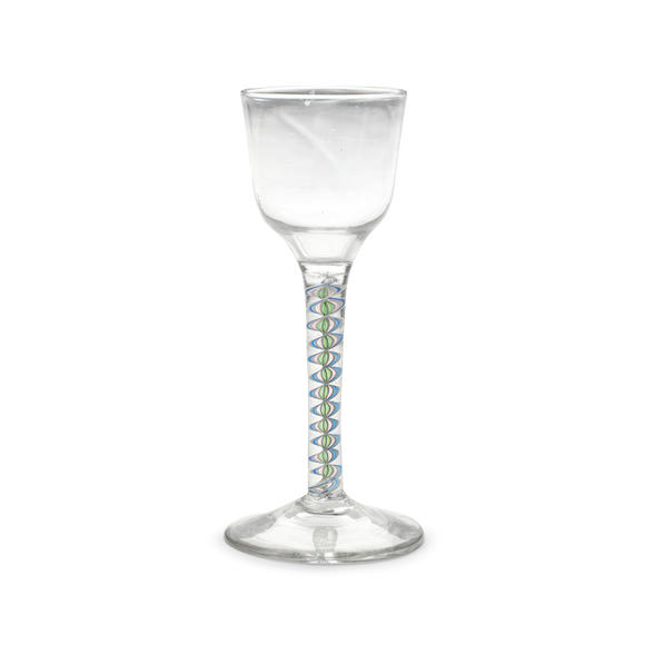 Bonhams An Exceptionally Rare Colour Twist Wine Glass Circa 1765