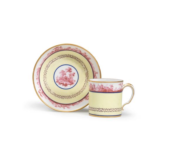 Bonhams : A Sèvres yellow-ground cup and saucer (gobelet 'litron' et ...