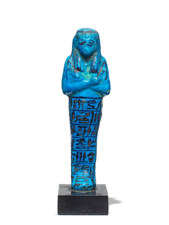 Bonhams : An Egyptian bright blue glazed faience shabti for the High ...