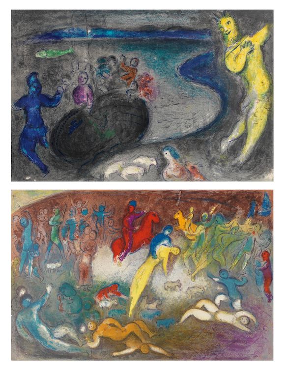 Bonhams : Marc Chagall (Russian/French, 1887-1985) Enlèvement de Chloé; Le Songe du Captaine ...