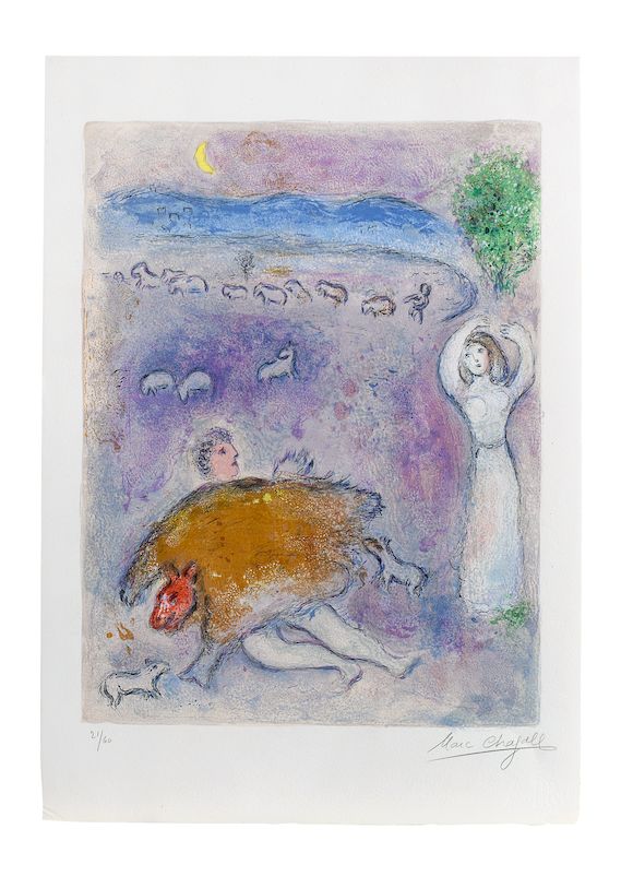 Bonhams : Marc Chagall (Russian/French, 1887-1985) La Ruse de Dorcon, from Daphnis et Chloé ...
