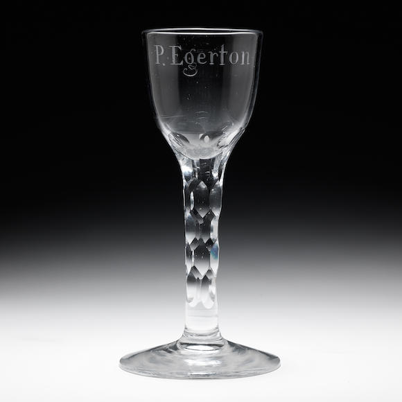 Bonhams An Engraved Cycle Club Facet Stem Wine Glass For Philip