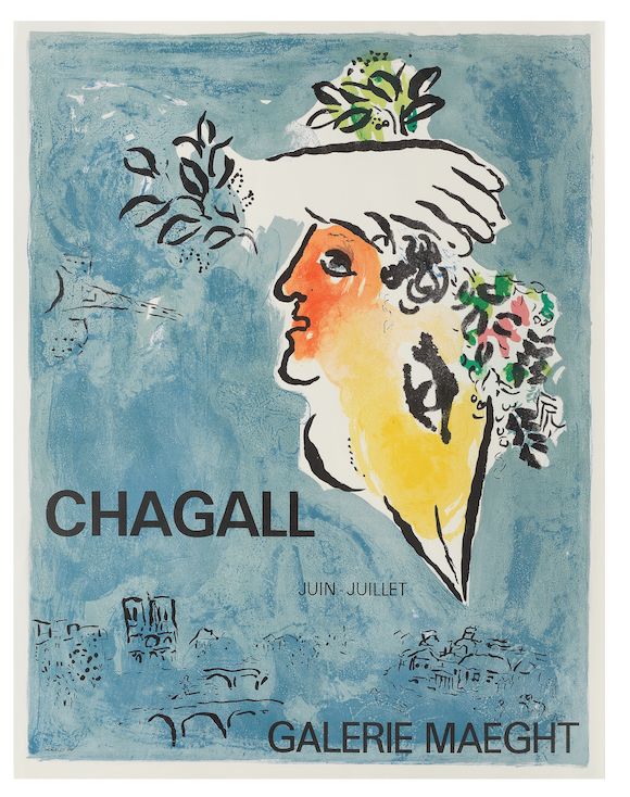 Bonhams : Marc Chagall (Russian/French, 1887-1985) Le Ciel Bleu Lithographic poster in colours ...