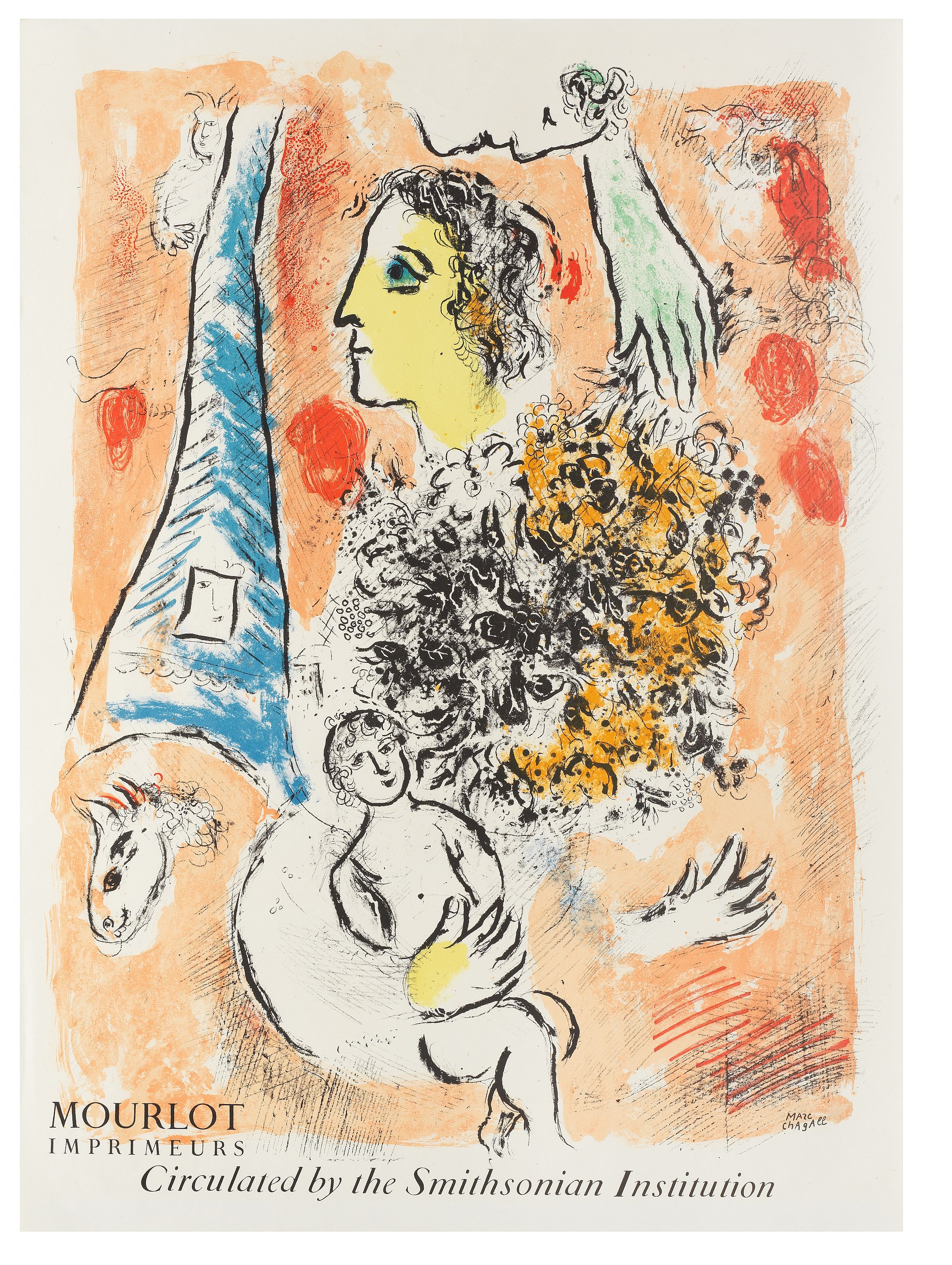 Bonhams : Marc Chagall (Russian/French, 1887-1985) Offrande à la Tour Eiffel Lithographic poster ...
