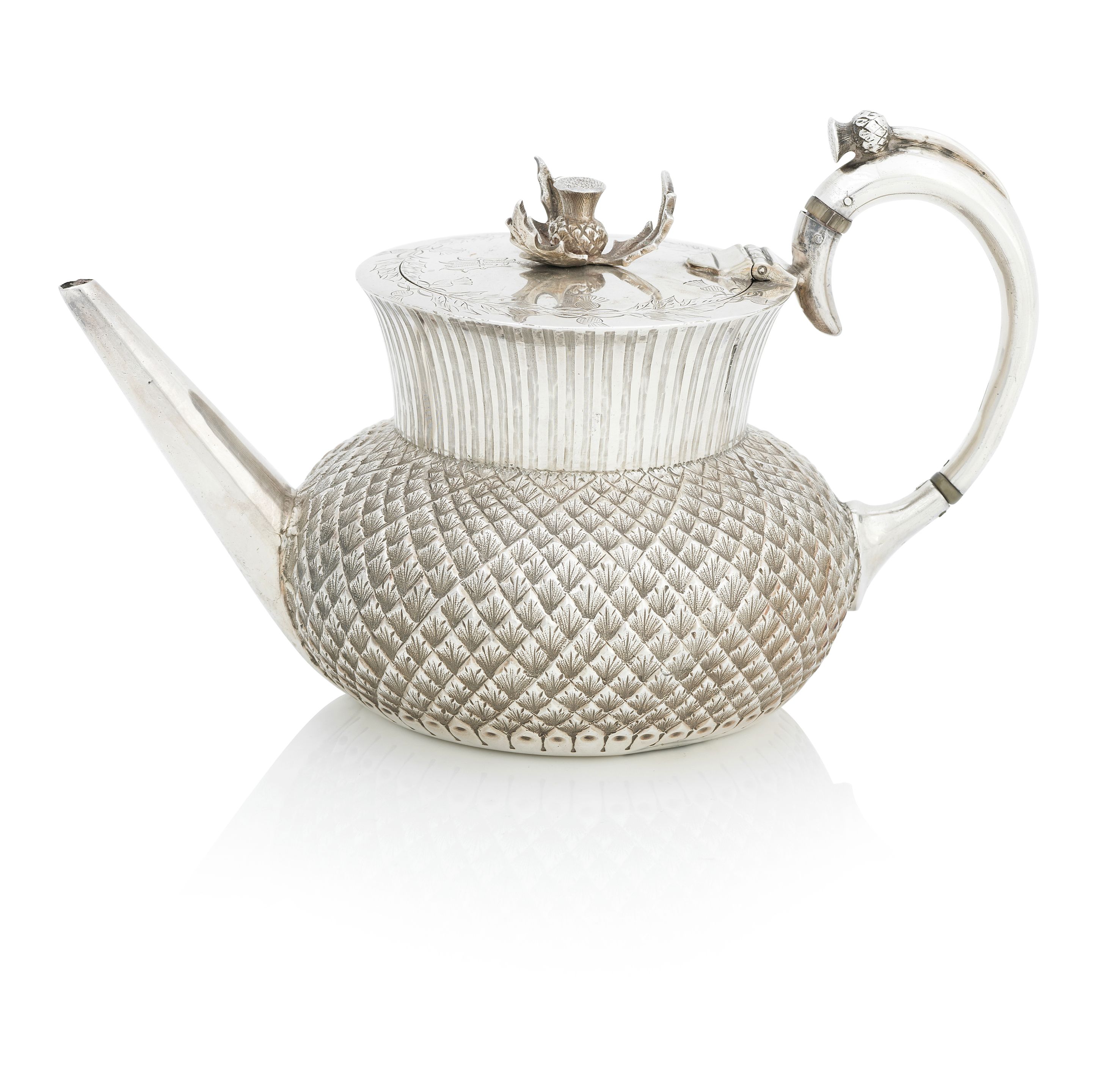 Bonhams : A Victorian electroplated thistle teapot Circa 1870, Maker's ...