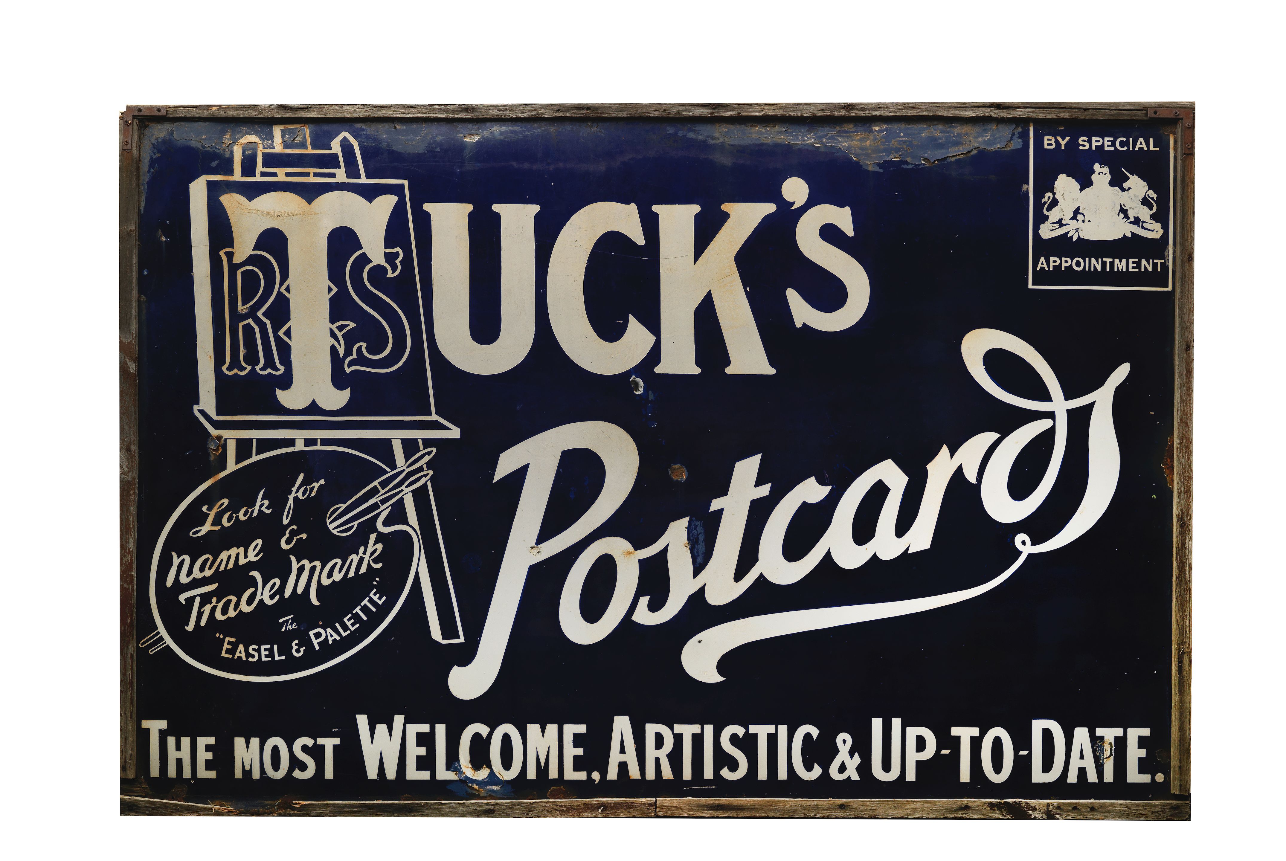 Bonhams Cars : A large R S Tuck's Postcards enamel advertising sign,