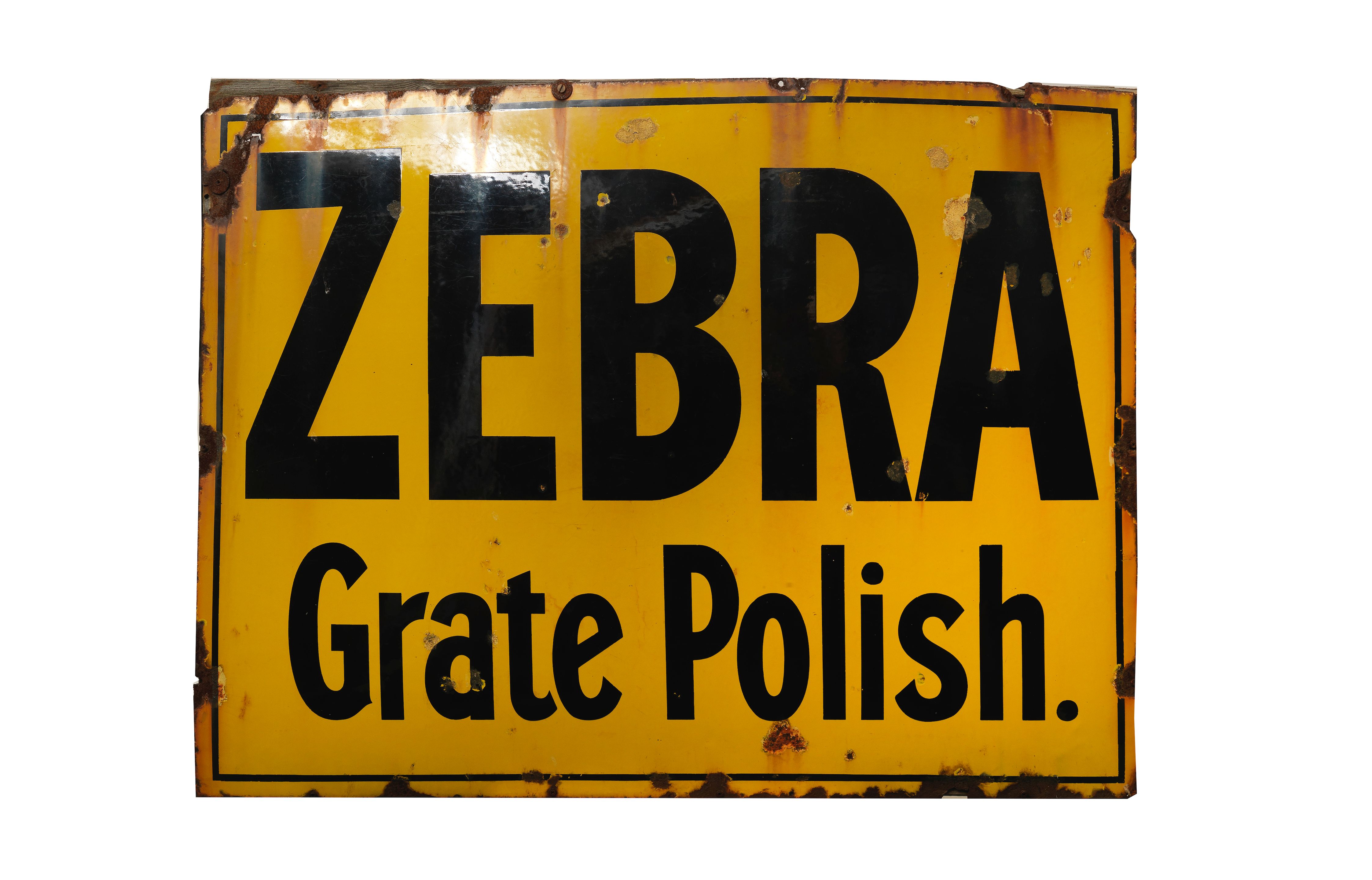 Bonhams Cars : A Zebra Grate Polish enamel advertising sign,