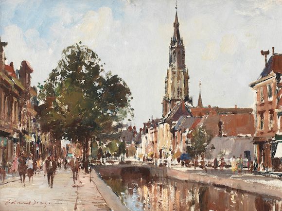 Bonhams : Edward Seago, RWS, RBA (British, 1910-1974) The Turfmarkt Delft