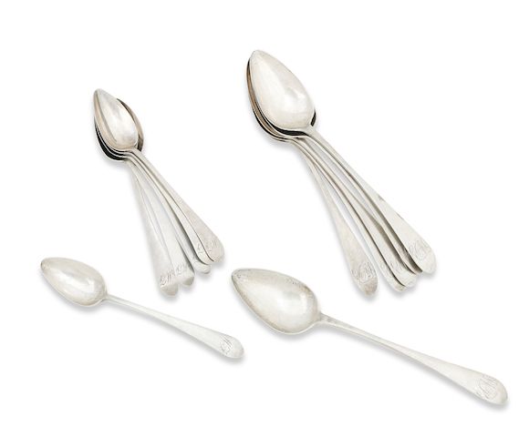 Bonhams : Greenock, A set of six old English pattern dessert spoons By ...