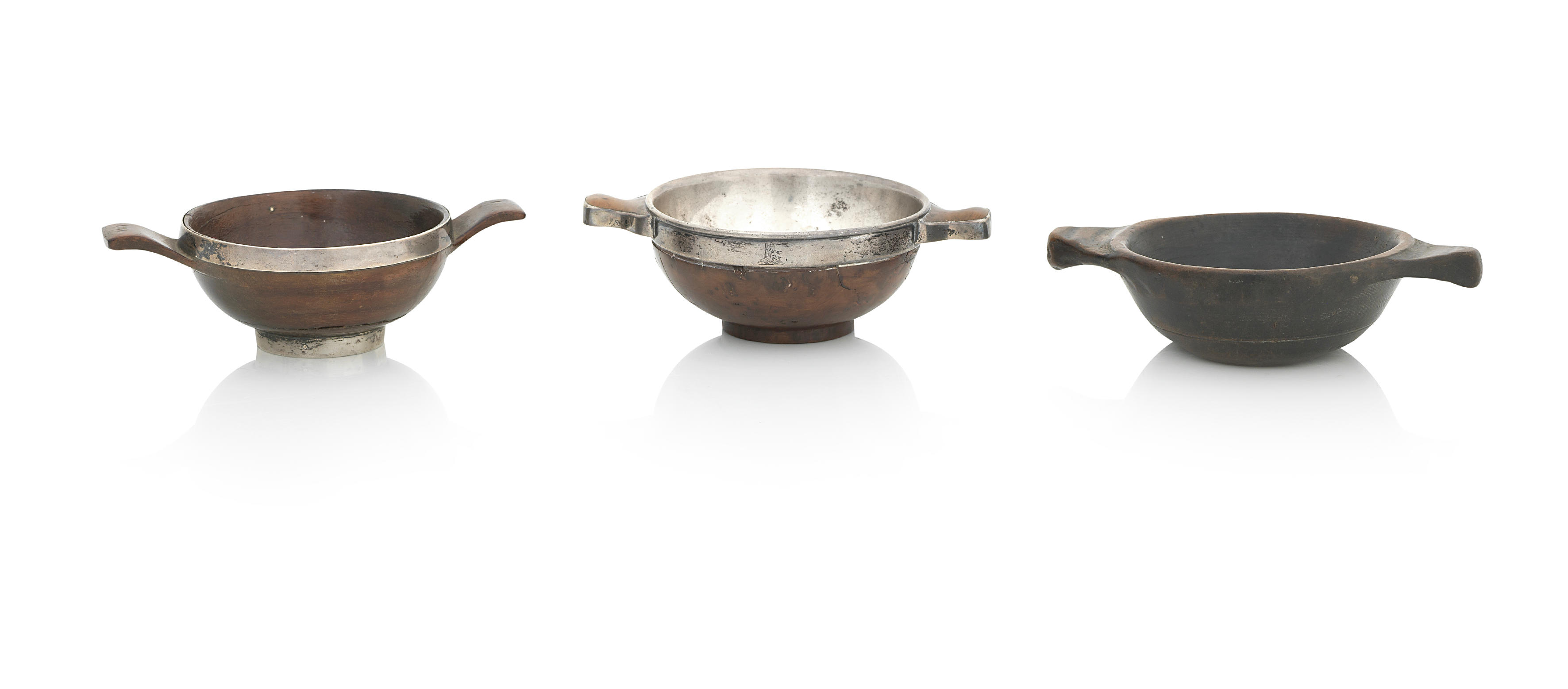 Bonhams A Silver Mounted Yew Wood Quaich Early 19th Century Unmarked