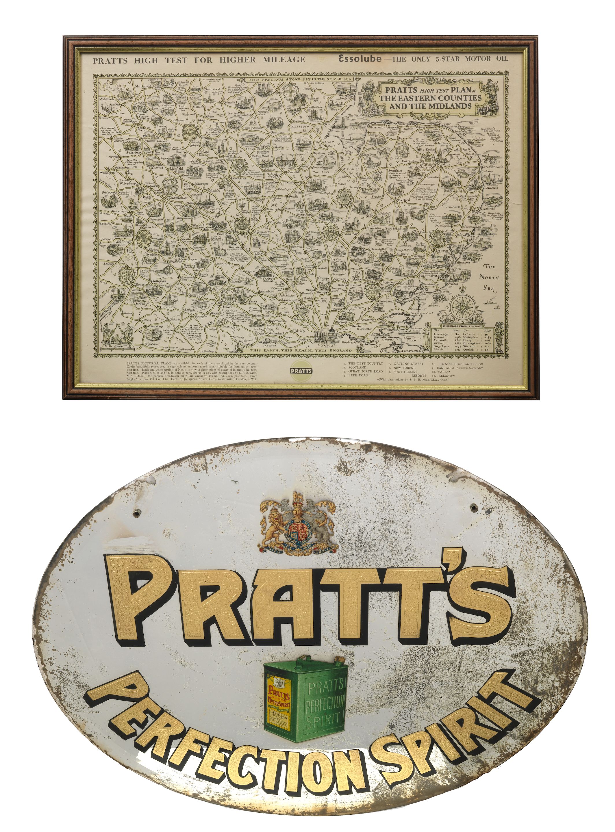 Bonhams Cars : A 'Pratt's Perfection Spirit' mirror and a framed Pratt ...