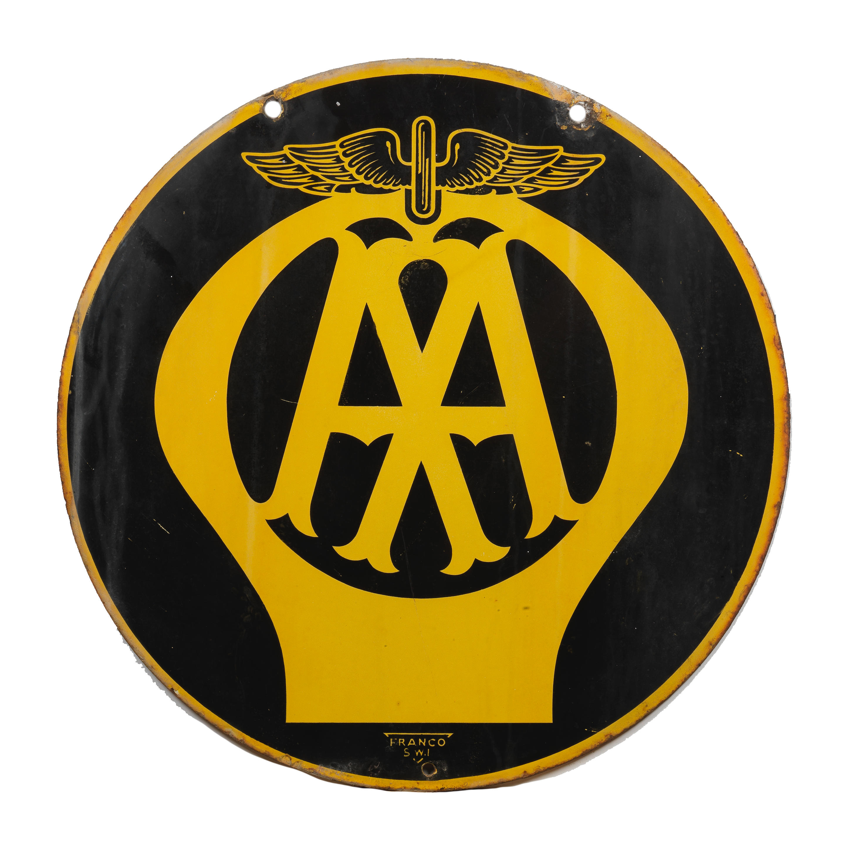 Bonhams Cars : An AA double-sided enamel sign,