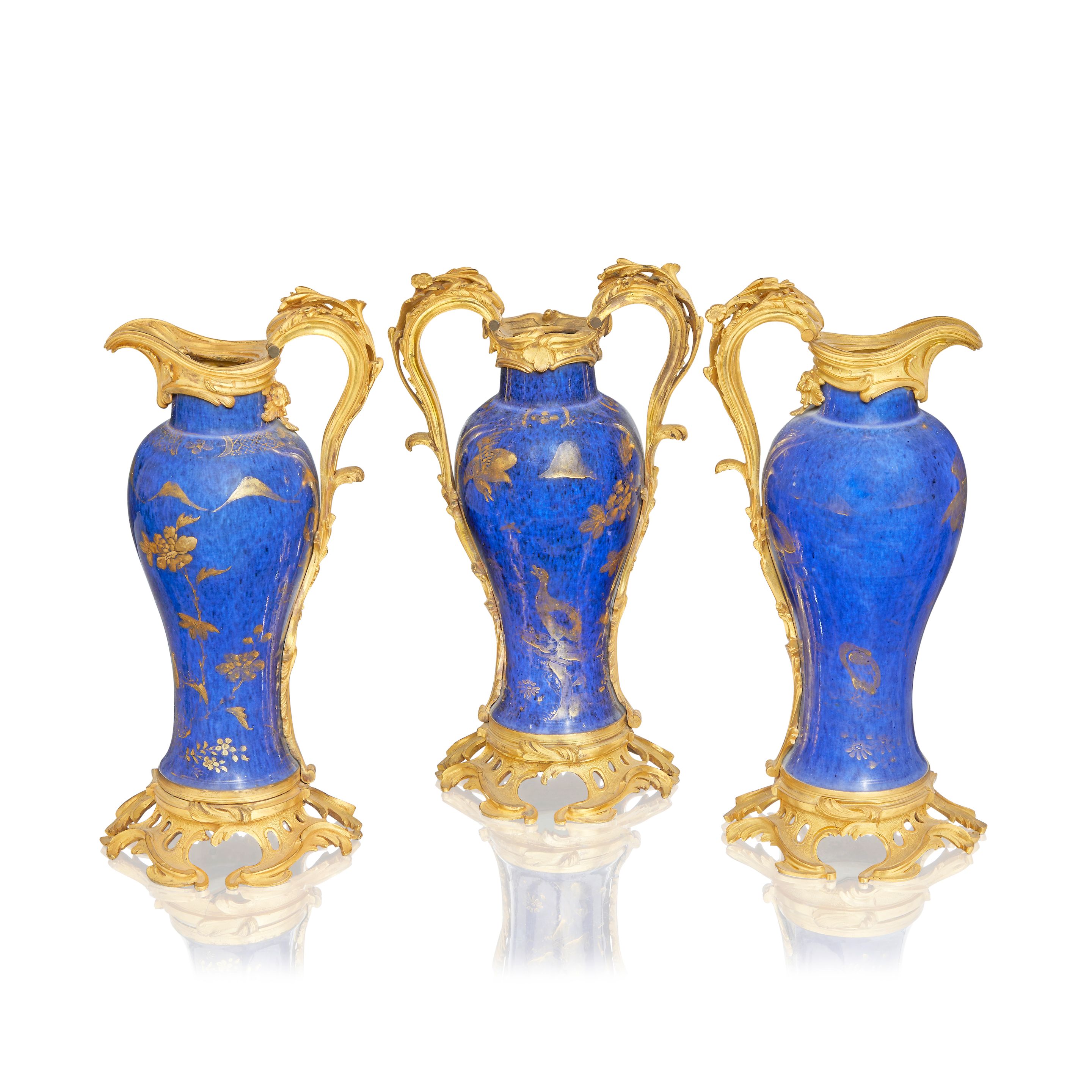 Bonhams : An important garniture of three Louis XV ormolu mounted ...